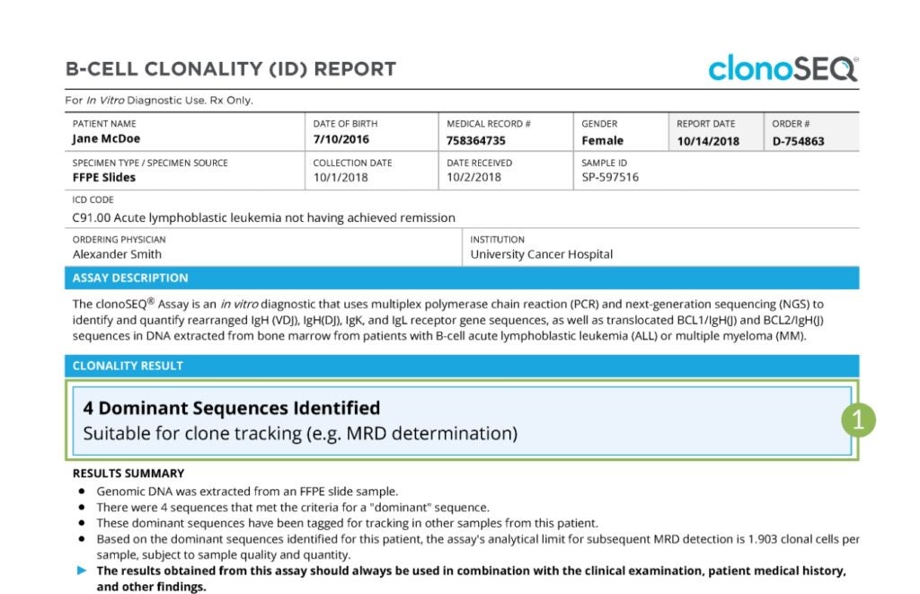 clonoSEQ MRD Test | Understanding Your Report