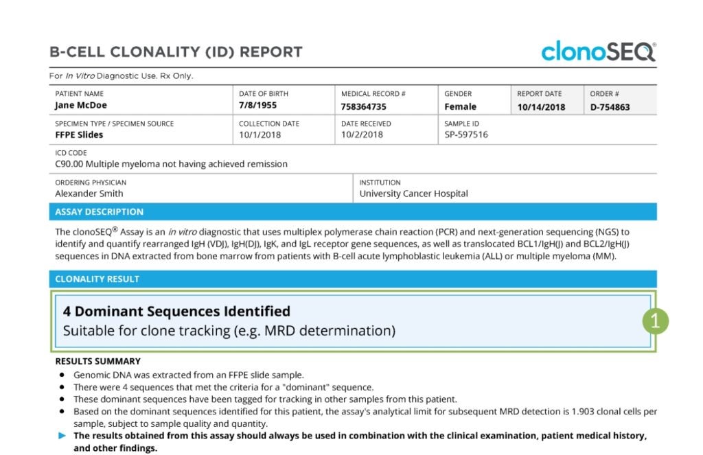 clonoSEQ MRD Test | Understanding Your Report