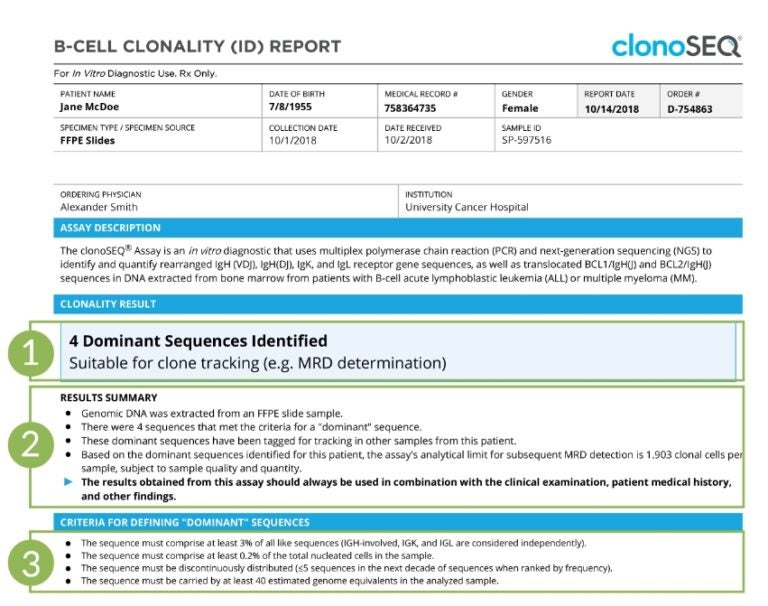 The clonoSEQ Report | MRD monitoring results in your hands
