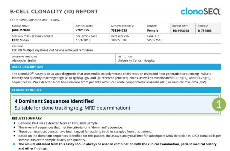 clonoSEQ MRD Test | Understanding Your Report